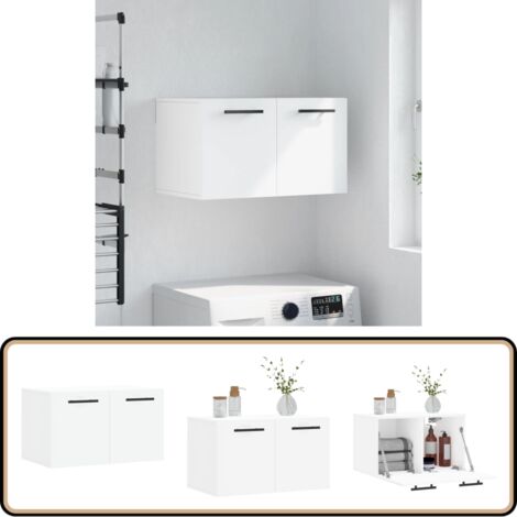 Armoire murale Blanc 60x36,5x35 cm Bois d'ingénierie - Armoire Murale ...