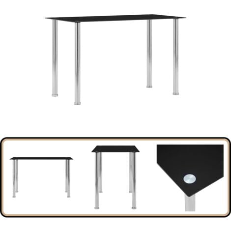 Table à manger Noir 120x60x75 cm Verre trempé - Table À Manger - Table ...