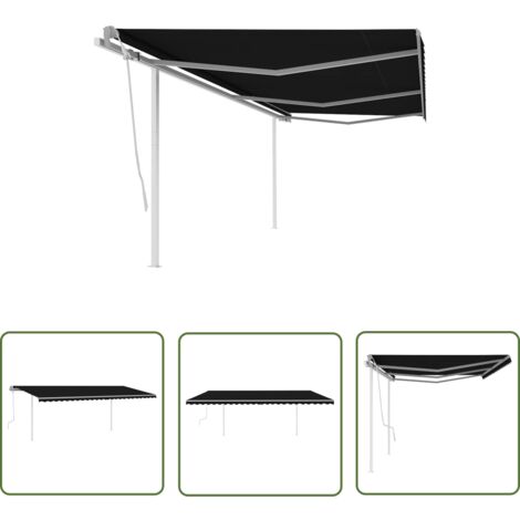 The Living Store Auvent manuel rétractable avec poteaux 6x3 m ...