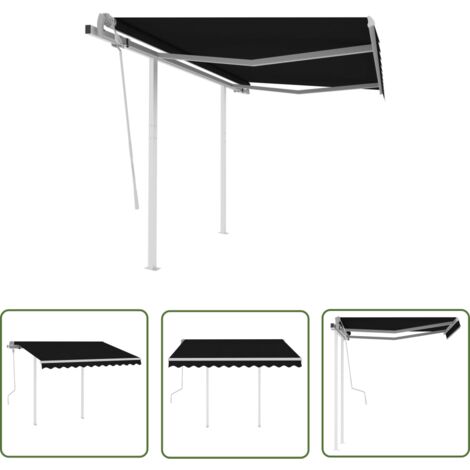 The Living Store Auvent manuel rétractable avec poteaux 3x2,5 m ...