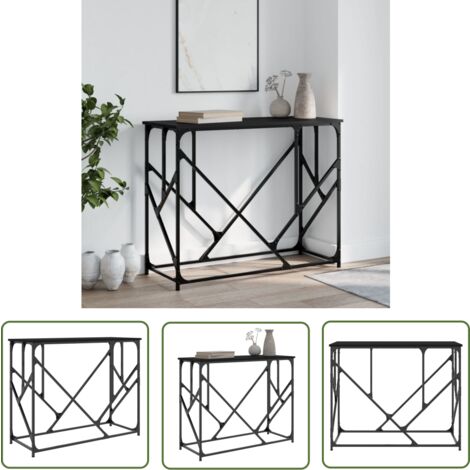 The Living Store Table console noir 100x40x80 cm bois d'ingénierie - Table Basse - Table D ...