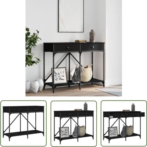 The Living Store Table console noir 100x39x78,5 cm bois d'ingénierie - Table Basse - Meuble D ...