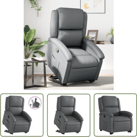 The Living Store Fauteuil inclinable Gris Similicuir - Fauteuil Inclinable - Fauteuil Relax ...