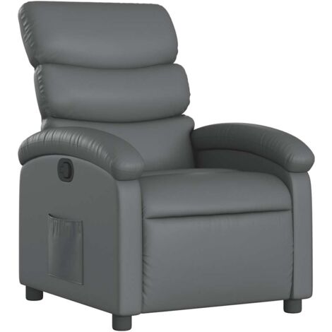 The Living Store Fauteuil inclinable Gris Similicuir - Fauteuil Inclinable - Chaise Relaxante ...