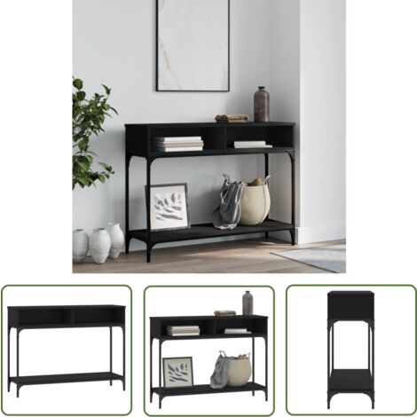 The Living Store Table console noir 100x30,5x75 cm bois d'ingénierie - Table Basse - Meuble D ...