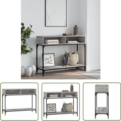 The Living Store Table console sonoma gris 100x30,5x75 cm bois d ...