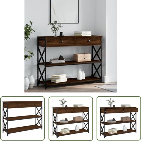 The Living Store Table console chêne marron 100x28x75 cm bois d ...