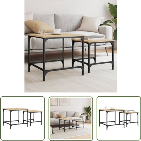 The Living Store Tables basses gigognes 2 pcs chêne sonoma bois d ...