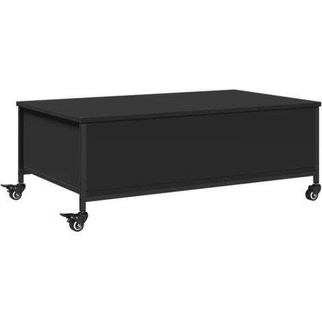 The Living Store Table basse avec roulettes noir 91x55x34 cm bois d ...