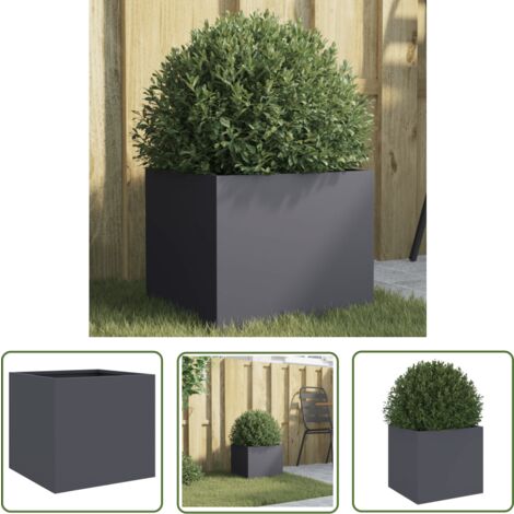 The Living Store Jardinière anthracite 32x30x29 cm acier - Jardinier ...