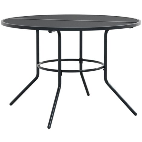 The Living Store Table de patio ronde anthracite acier enduit de poudre ...