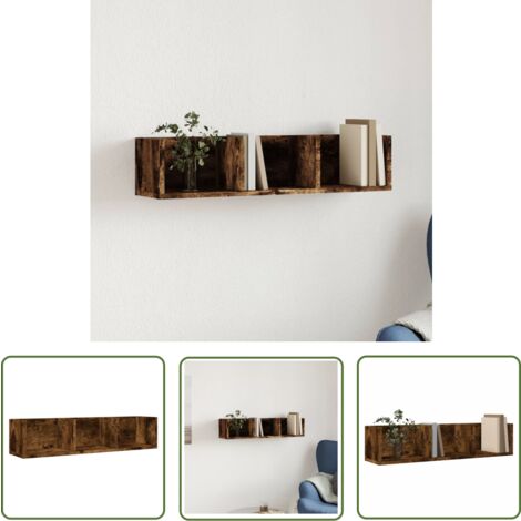 The Living Store Armoire murale chêne fumé 75x18x16,5 cm bois d ...