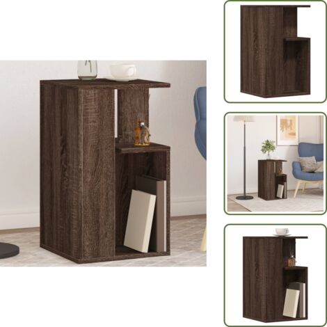 The Living Store Table d'appoint chêne marron 35x35x60 cm bois d ...