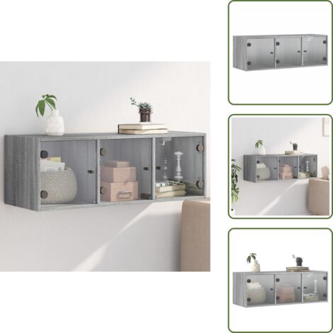 The Living Store Armoire murale avec portes en verre sonoma gris ...