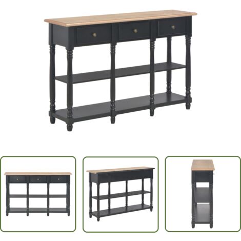 The Living Store Table console Noir 120x30x76 cm MDF - Table Basse - Meuble Rangement - Table D ...