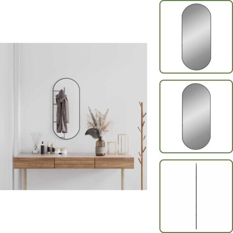 The Living Store Miroir mural Noir 80x35 cm Ovale - Miroir Mural ...