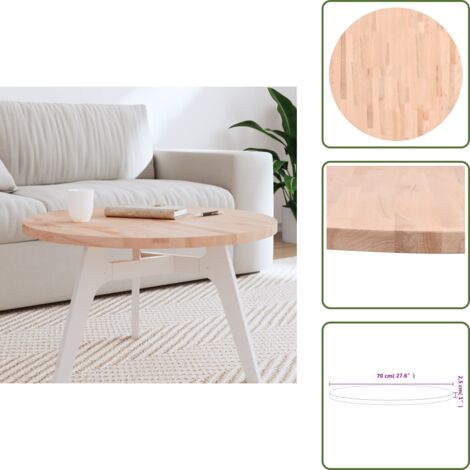 Plateau de table rond Ø70 cm en hêtre massif de style rustique ...