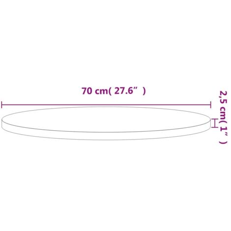 Plateau de table rond Ø70 cm en hêtre massif de style rustique ...