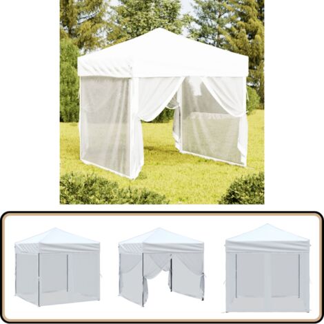 Tente de réception pliable avec parois Blanc 2x2 m - Tents De Jardin ...