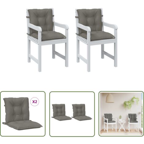 The Living Store Coussins de chaise à dossier bas lot de 2 gris foncé ...