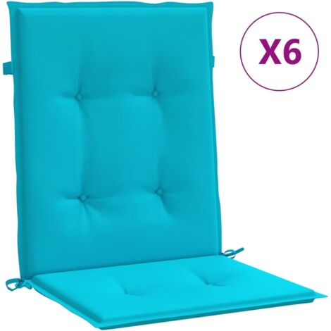 Coussins de chaise à dossier bas lot de 6 turquoise tissu - Coussin De ...