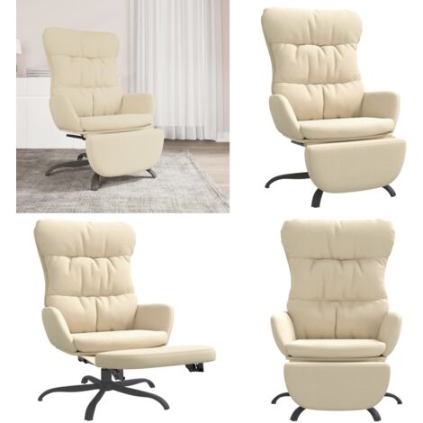 Chaise de relaxation avec repose-pied Crème Tissu - Chaises Relaxantes ...