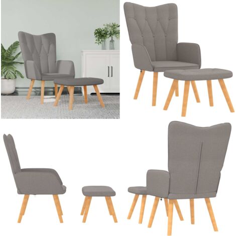 Chaise de relaxation avec tabouret Taupe Tissu - Fauteuil Relaxant ...