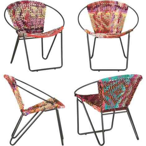 Chaise ronde Chindi Multicolore Tissu - Chaise Relaxante - Fauteuil ...