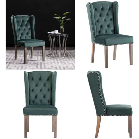 Chaise de salle à manger Vert foncé Velours - Chaises De Salle À Manger ...