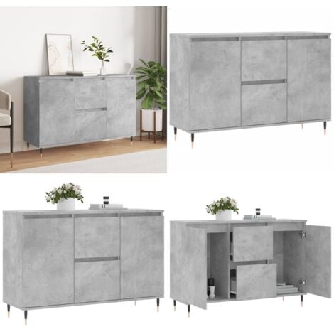 Buffet gris béton 104x35x70 cm bois d'ingénierie - Buffet Design Moderne - Buffet Rangement ...