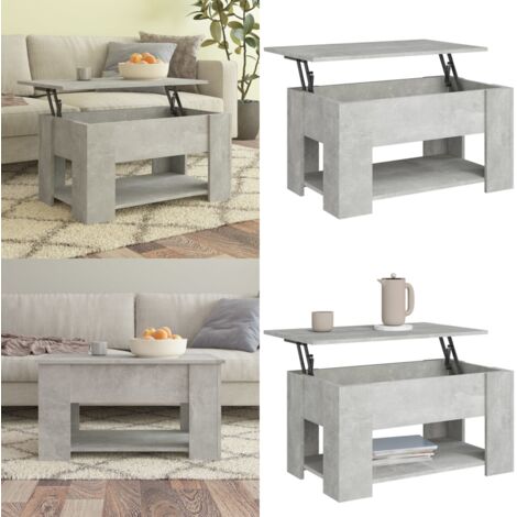 Table basse gris béton 79x49x41 cm bois d'ingénierie - Table Basse ...