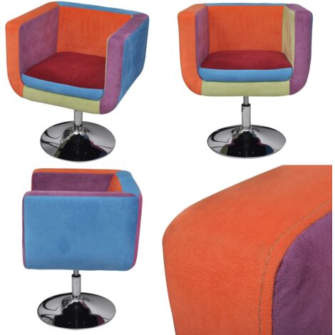 Fauteuil avec design de patchwork Cube Tissu - Fauteuil Design Cube ...