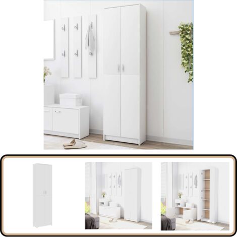 Garde-robe de couloir Blanc 55x25x189 cm Bois d'ingénierie - Garderobe ...