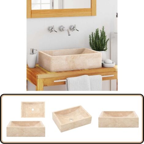 Lavabo 45x30x12 cm marbre crème brillant - Lavabo En Marbre - Lavabo ...