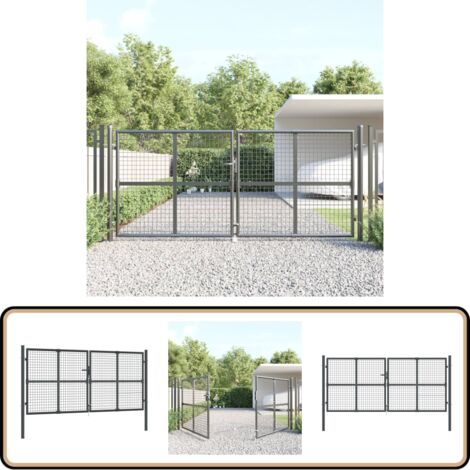 Portal de jardin maille anthracite 300x175 cm acier galvanisé - Portail ...