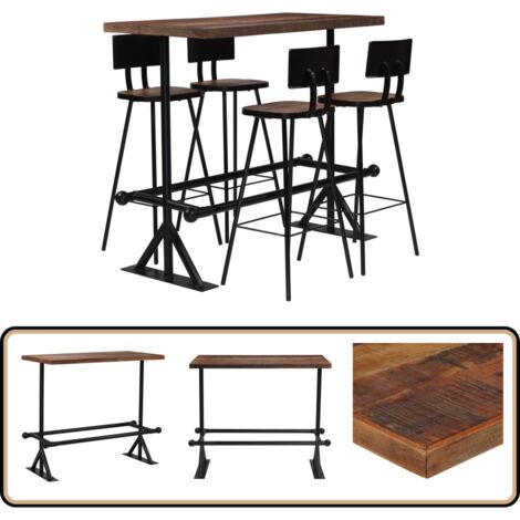 Mobilier de bar 5 pcs Bois de récupération massif - Meuble De Bar - Set ...