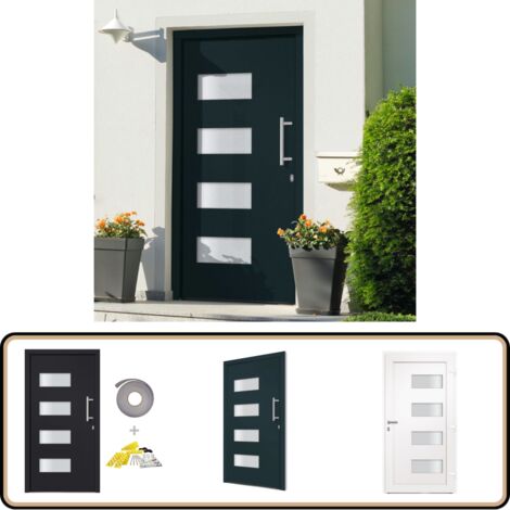 Porte d'entrée Aluminium et PVC Anthracite 110x210 cm - Portes D'entrée ...