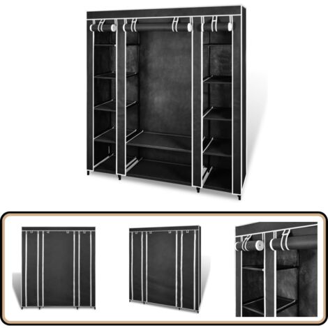 Armoire avec compartiments et tiges 45 x 150 x 176 cm Noir - Armoire ...