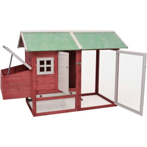 Poulailler Rouge 170x81x110 cm Bois de pin massif et sapin - Poulailler ...