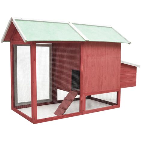Poulailler Rouge 170x81x110 cm Bois de pin massif et sapin - Poulailler ...