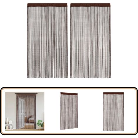 Rideau en fils 2 pcs 140 x 250 cm Marron - Rideaux - Décoration ...