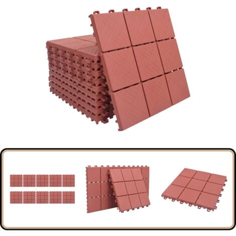 Carreaux de terrasse 10 pcs Rouge 30,5x30,5 cm Plastique - Carrelages ...