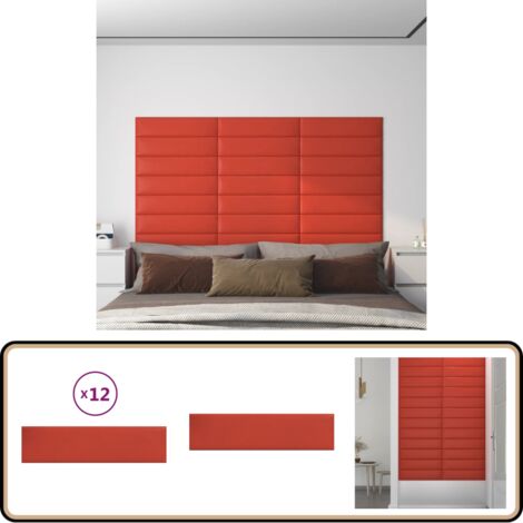 Panneaux muraux 12 pcs Rouge 60x15 cm Similicuir 1,08 m² - Panneau ...