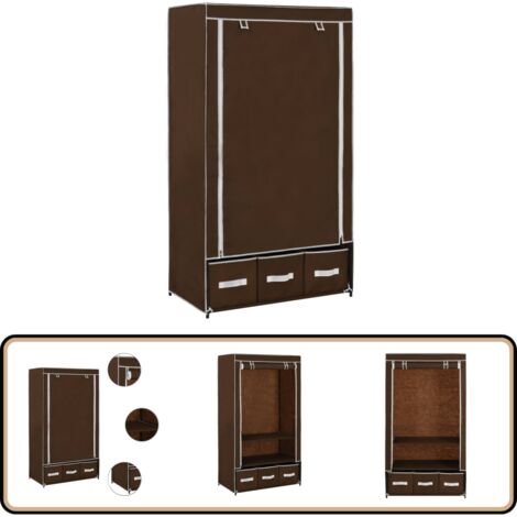 Garde-robe Marron 87x49x159 cm Tissu - Armoire Pliante - Armoire ...