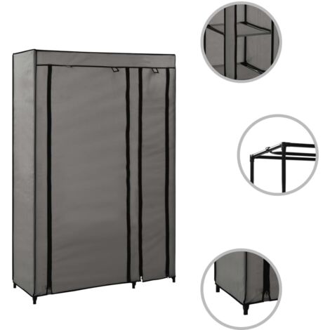 Garde-robe pliable Gris 110x45x175 cm Tissu - Armoire Pliante - Meuble ...