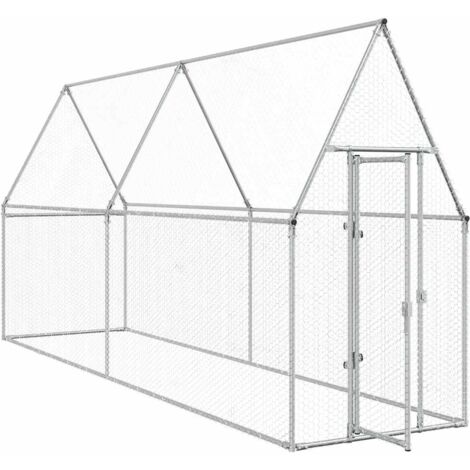Cage pour poules argenté 400x100x190 cm acier galvanisé - Poulailler ...
