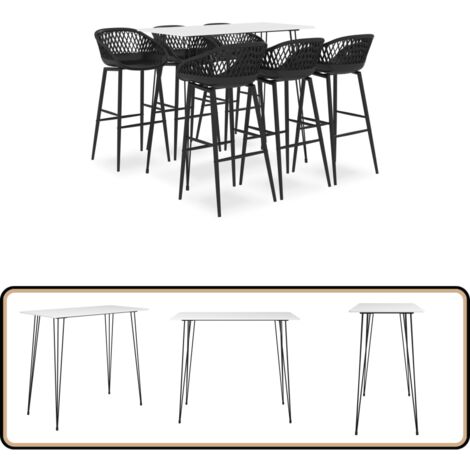 Ensemble de bar 7 pcs Blanc et noir - Ensemble De Bar - Meuble De Salle ...