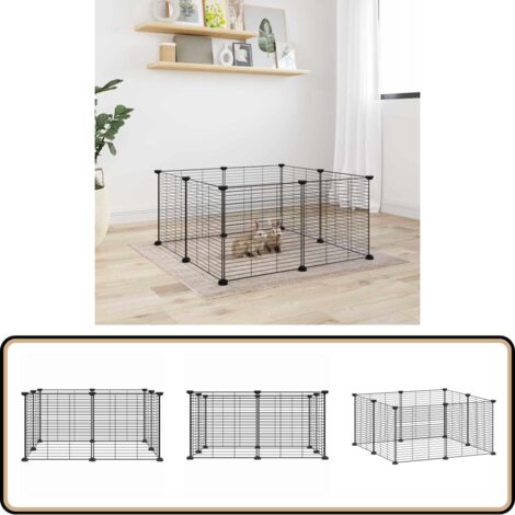 Cage animaux de compagnie à 8 panneaux Noir 35x35 cm Acier - Cage Pour ...