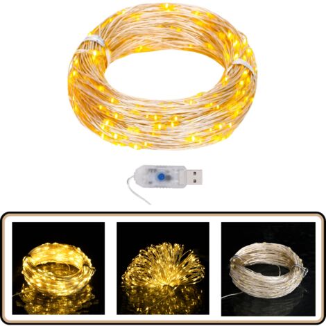 vidaXL Guirlande lumineuse micro LED 40m 400LED blanc chaud 8fonctions
