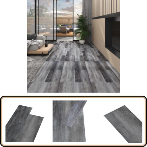 Dalles de plancher PVC 5,02 m² 2 mm autoadhésif gris brillant ...